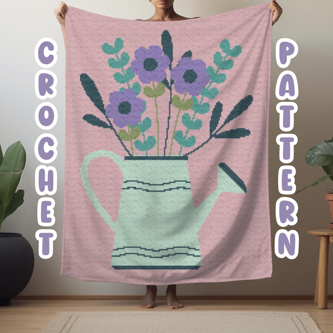 Crochet Floral Graphgan Pattern, Flower Watering Can Corner to Corner ...