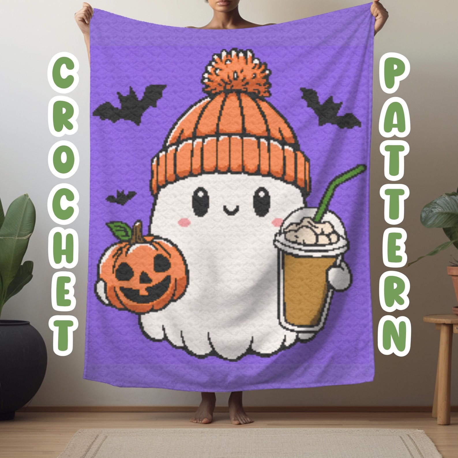 Crochet Halloween Ghost Graphgan Pattern, Corner to Corner Afghan ...