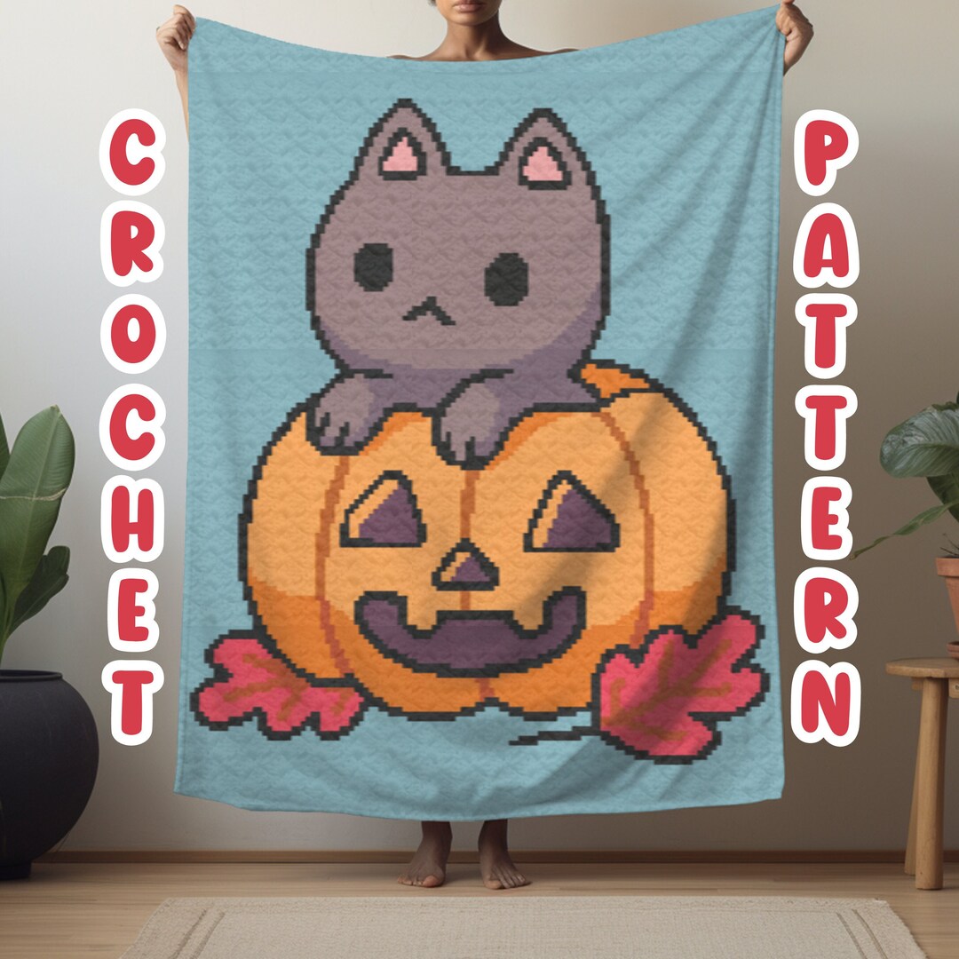Crochet Halloween Graphgan Pattern, Kitten Corner to Corner Afghan ...
