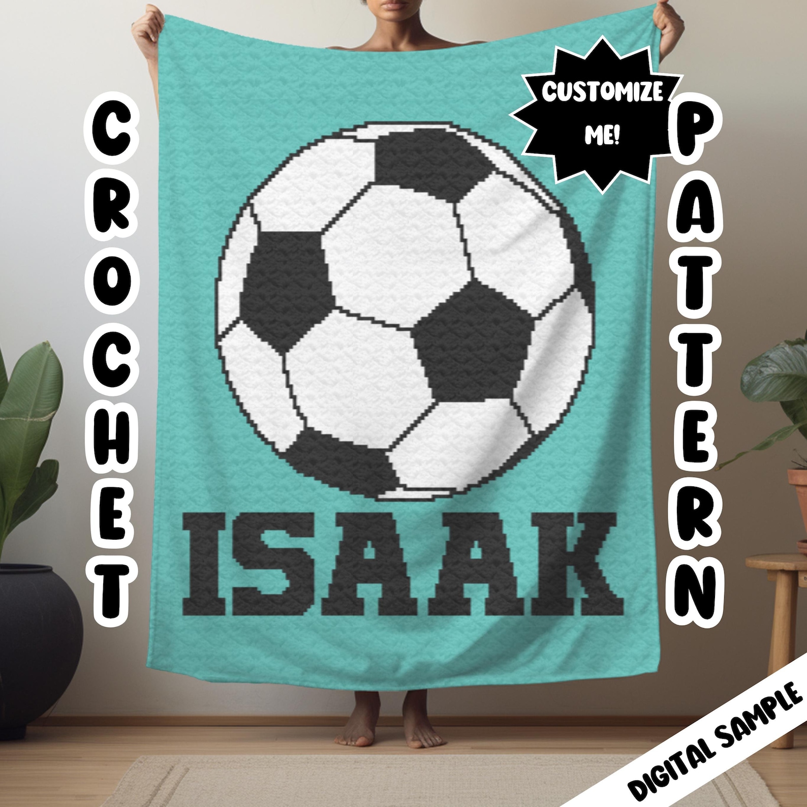 Custom Crochet Graphgan Pattern, Personalized Soccer Corner to Corner ...