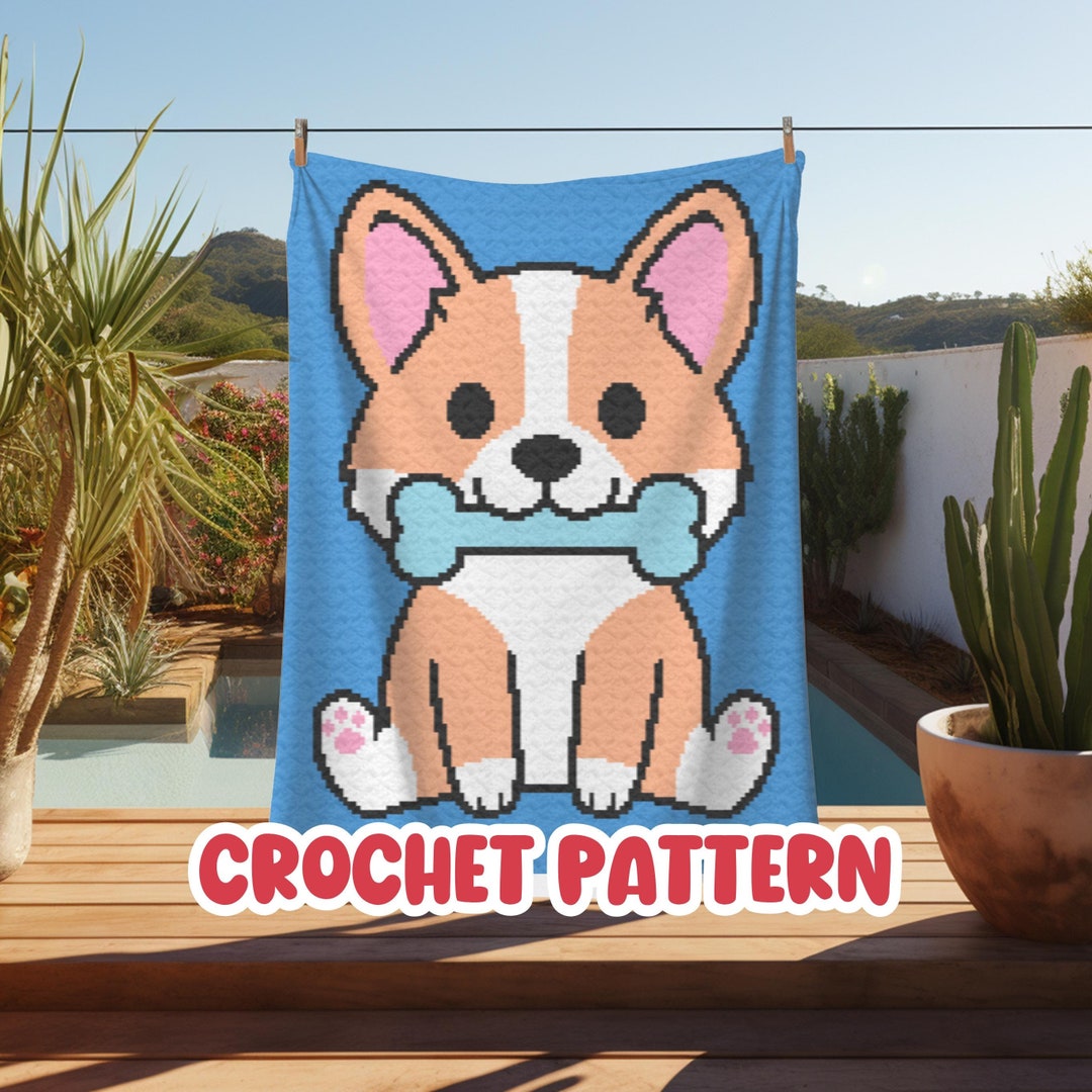 Crochet Corgi Graphgan Pattern, Dog Corner to Corner Blanket Pattern ...