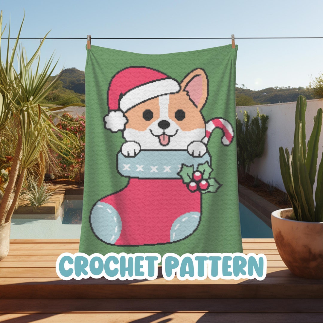 Crochet Christmas Graphgan Pattern, Cute Corgi Butt Corner to Corner ...
