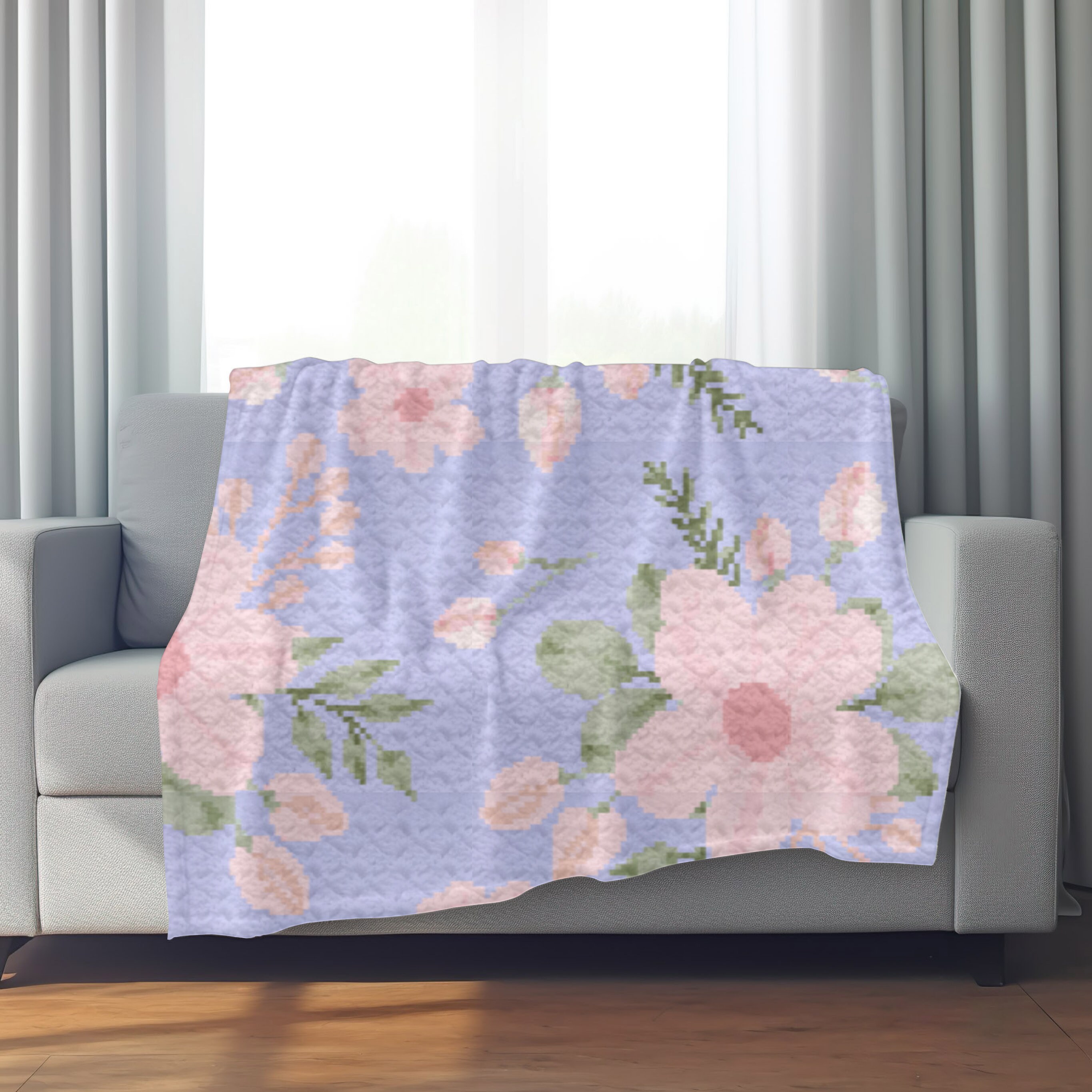 Crochet Floral Graphgan Pattern, Pretty Pink Flower Corner to Corner ...