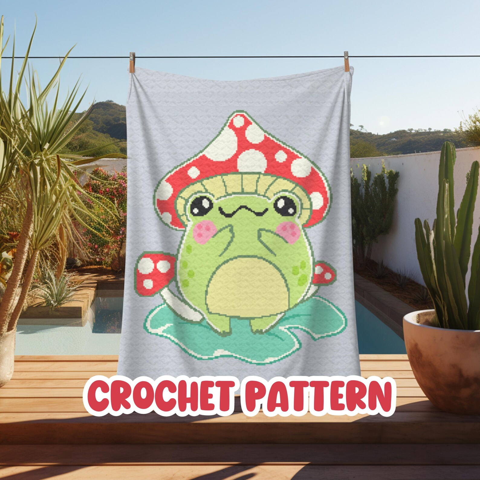 Crochet Frog Graphgan Pattern, Mushroom Corner to Corner Blanket ...