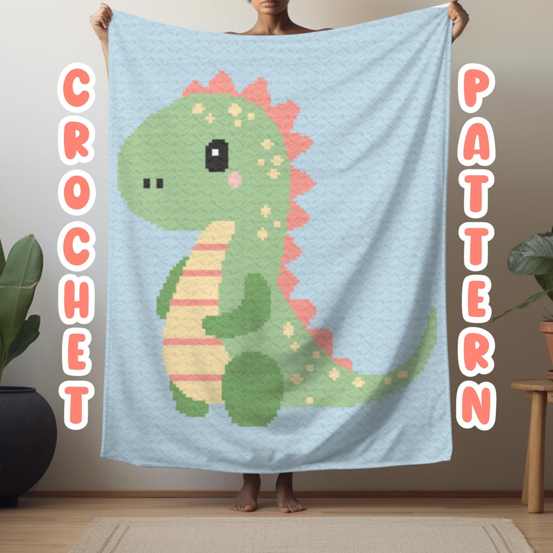 Crochet Dinosaur Graphgan Pattern, Dino Corner to Corner Blanket ...