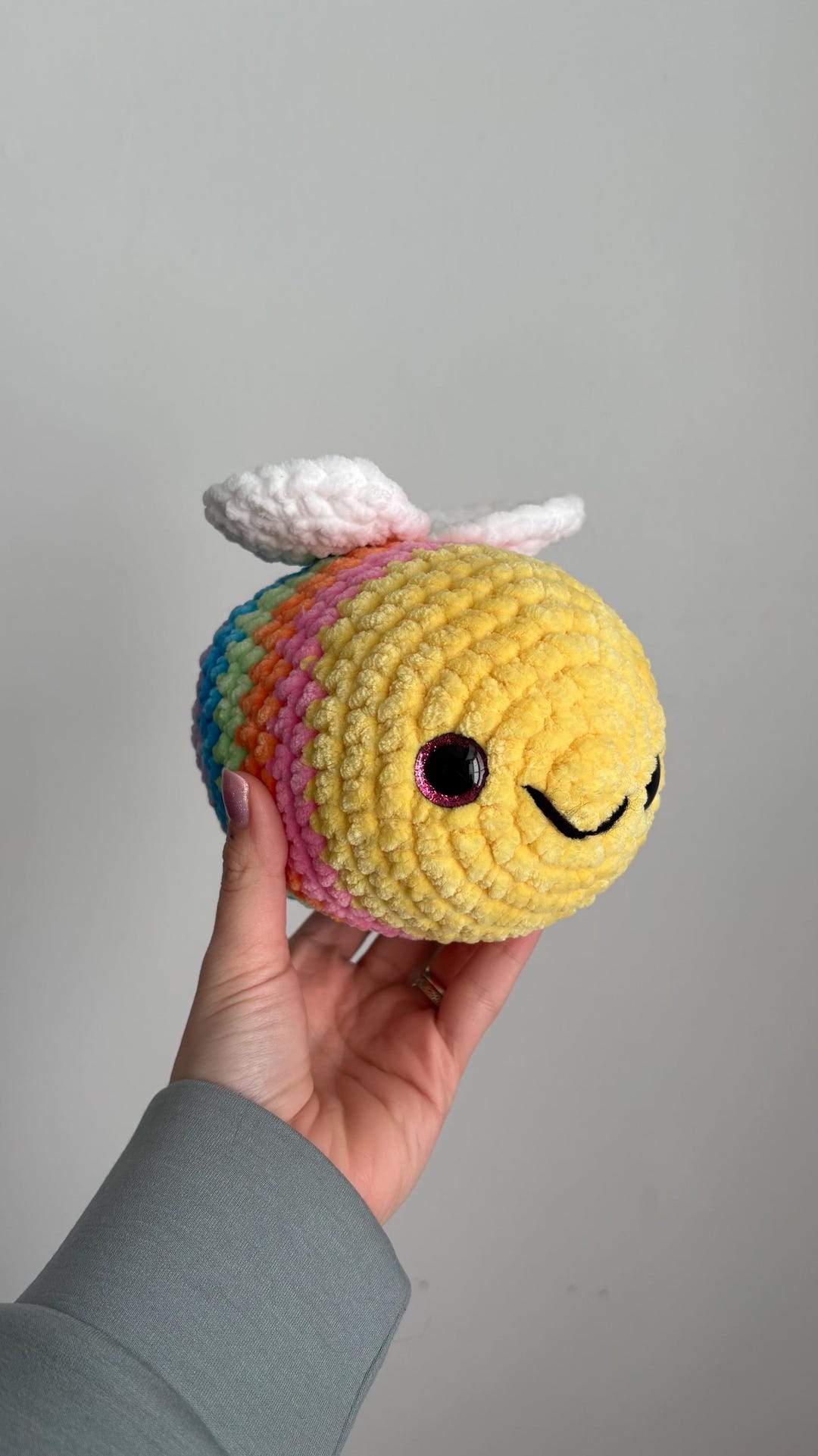 Rainbow Bumblebee Crochet Stuffy Plushie - Etsy