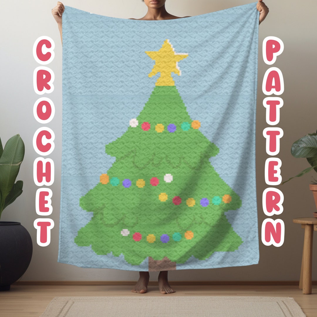 Crochet Christmas Tree Graphgan Pattern, Retro Corner to Corner Afghan ...