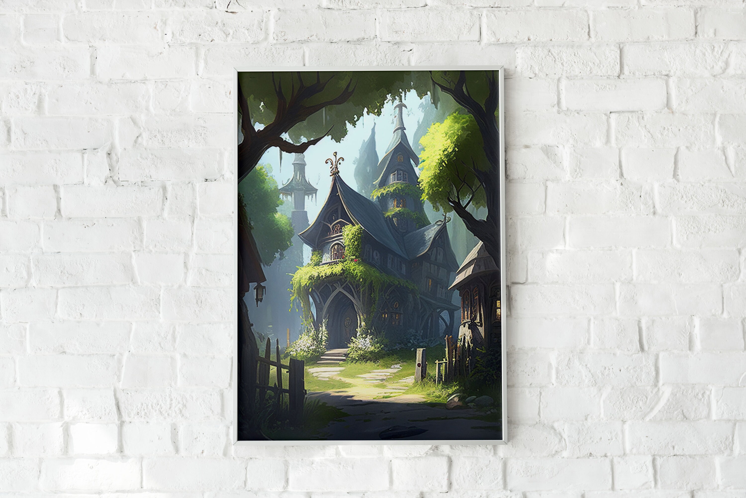 Idyllic Elf Village Digital Print - Enchanting Forest Fantasy Poster - Etsy