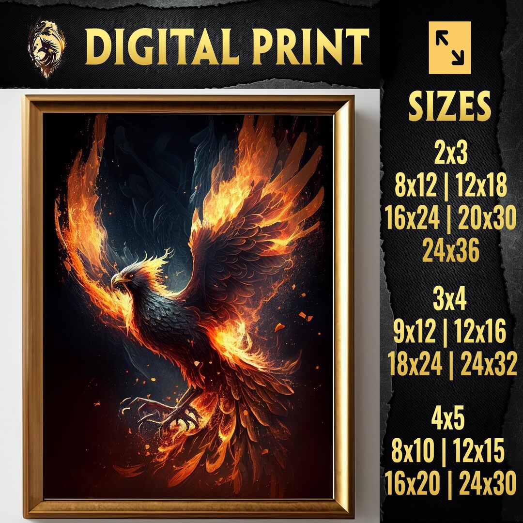 Phoenix Rising Digital Print Poster - Fantasy Wall Art - Etsy