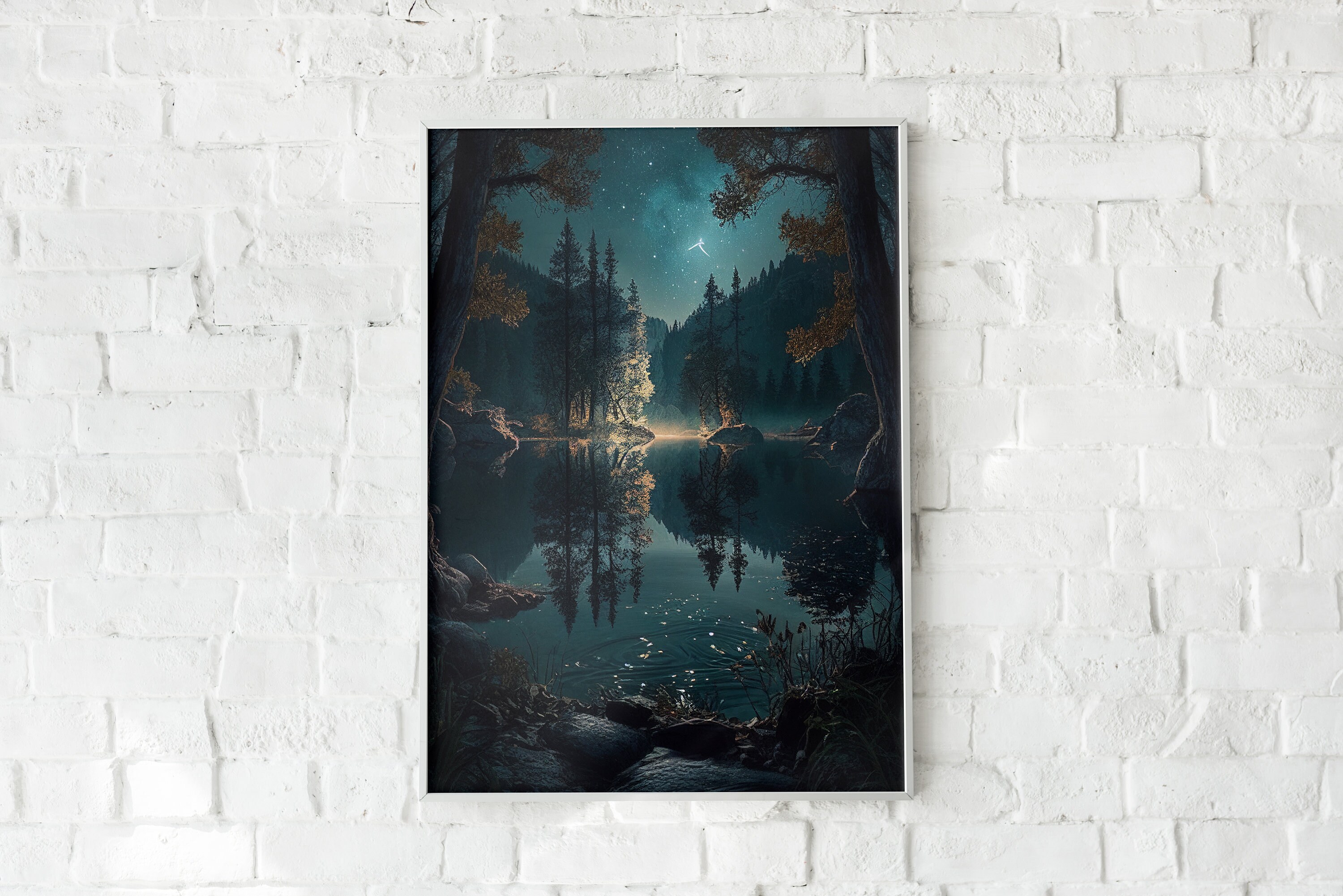 Magical Forest Lake Digital Poster - Enchanted Nature Wall Art for Home ...