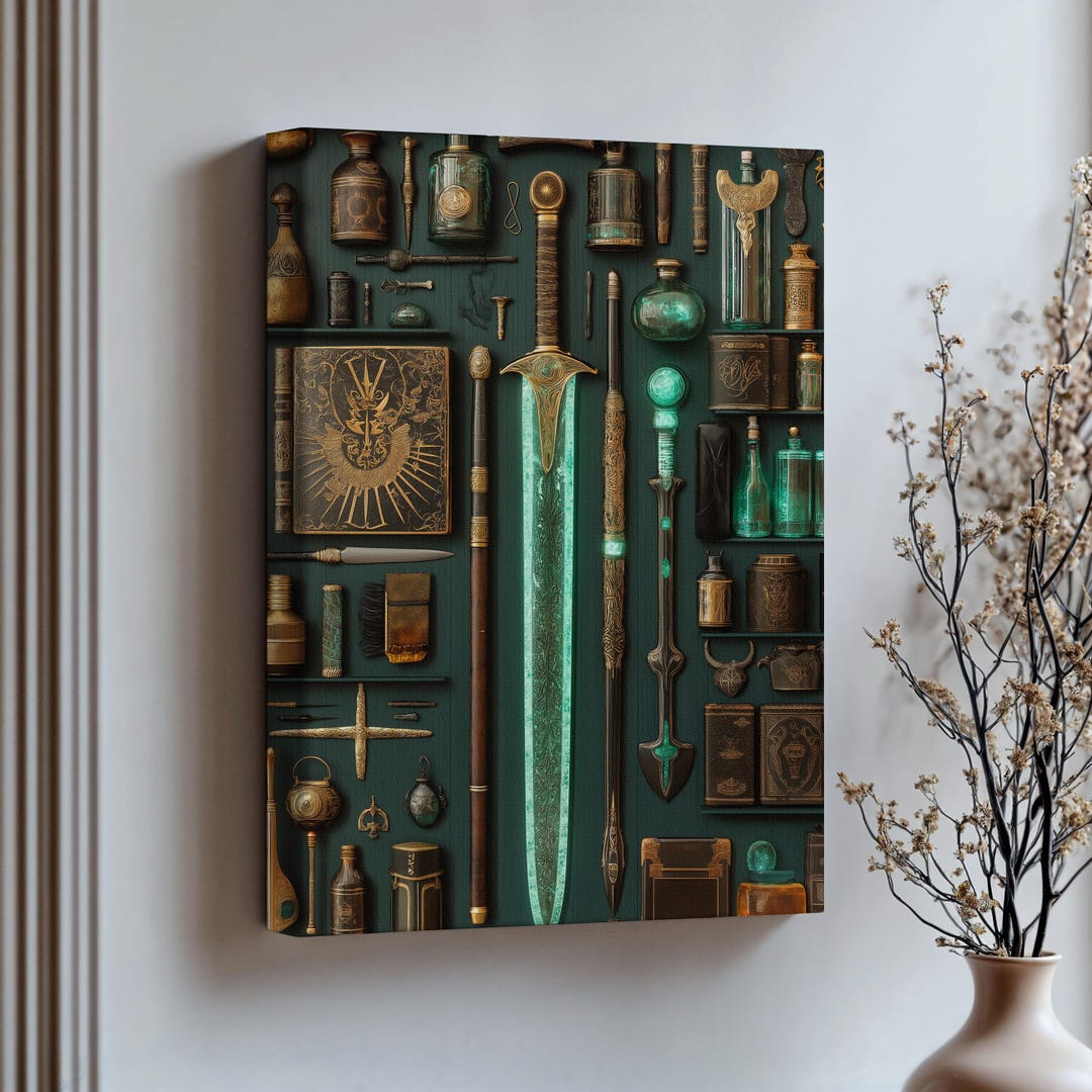 Dungeons and Dragons Wall Decor | Fantasy Wall Art | Vibrant Sword and ...