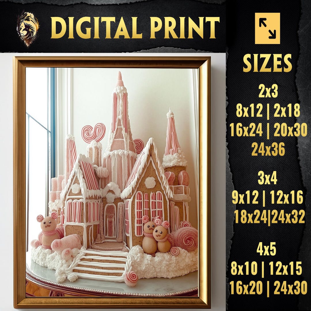 Gingerbread Kingdom Digital Art Print Whimsical Christmas Wall Decor ...