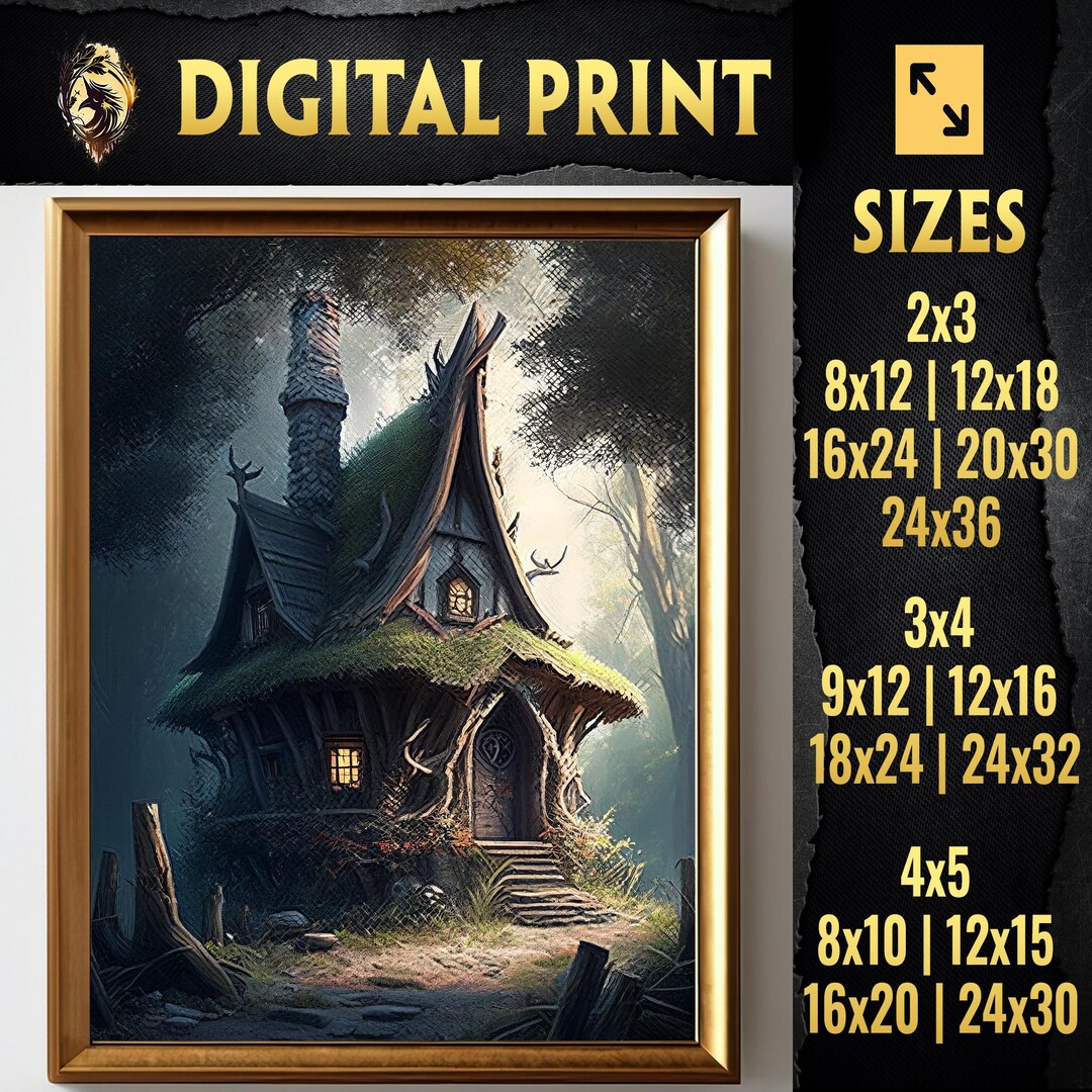 Magical Fantasy Hut Digital Print - Enchanting Whimsical Art for Home ...