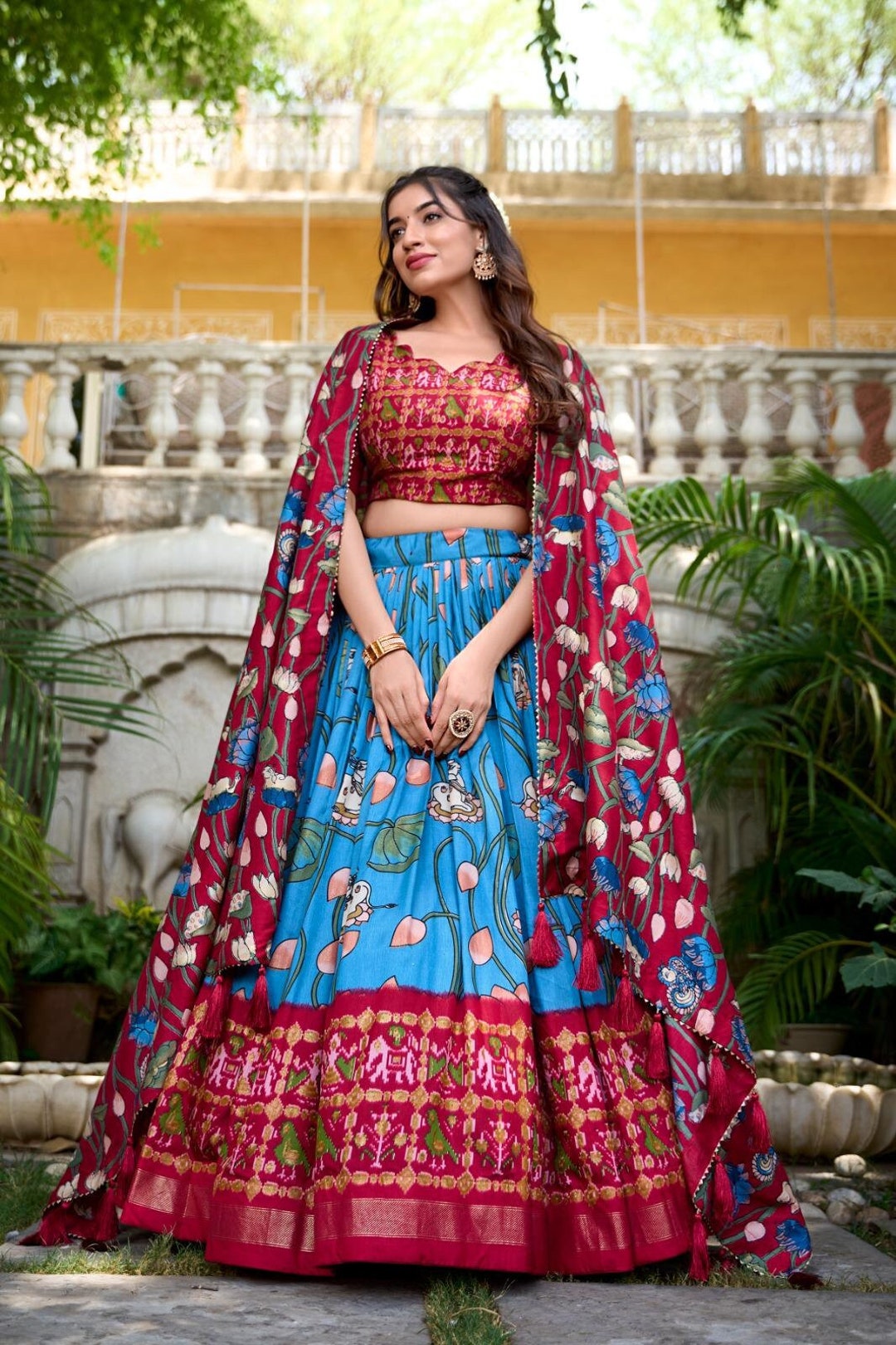 Exclusive Patola Print Lehenga Choli for Function, Designer Tussar Silk ...