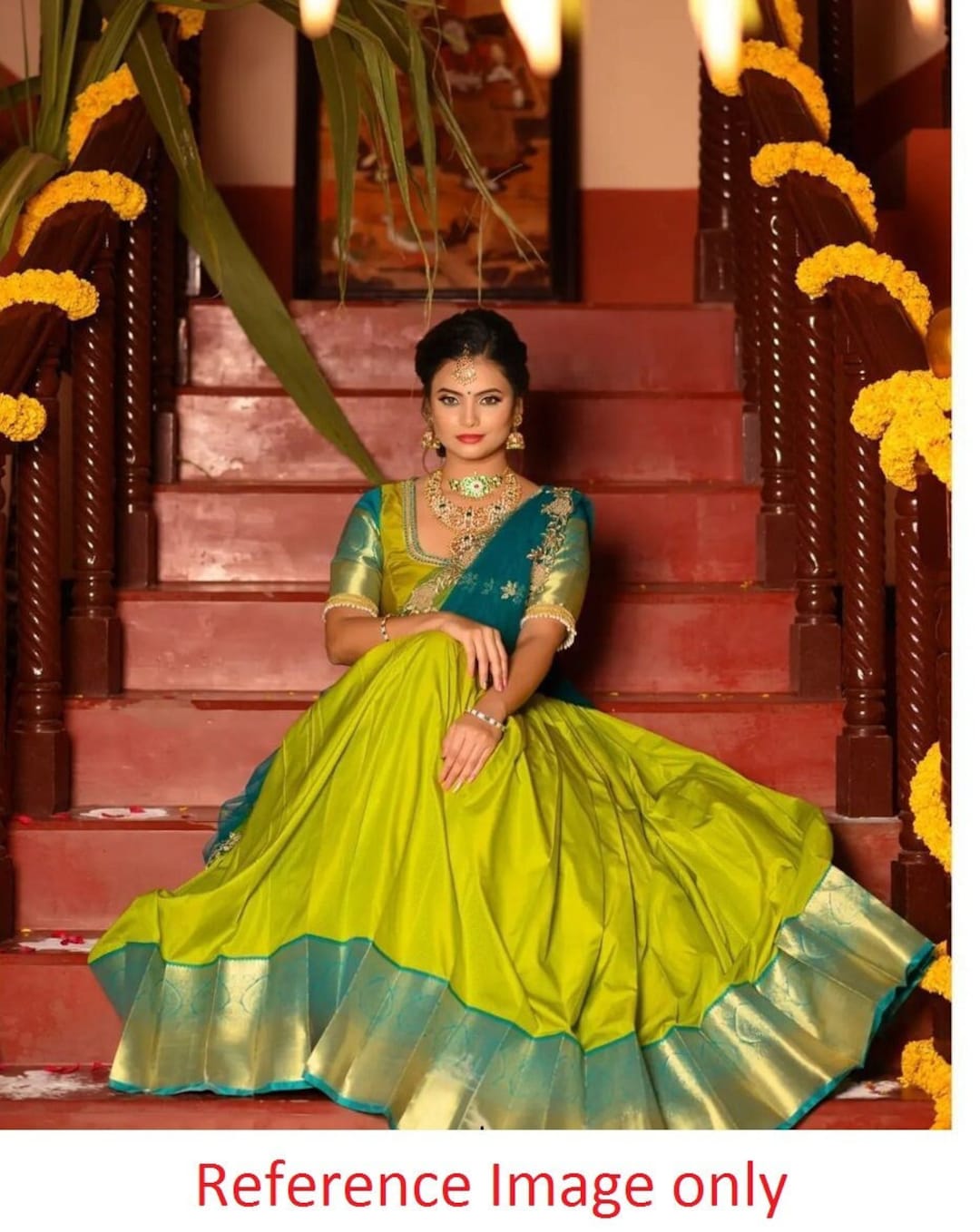 Kanchipuram Silk Pattu Pavadai Sattai for Women, New Lemon Yellow Half ...