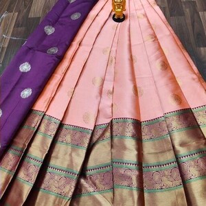 Pink Half Saree for Women, Kanchipuram Silk Pattu Pavdai,new South ...