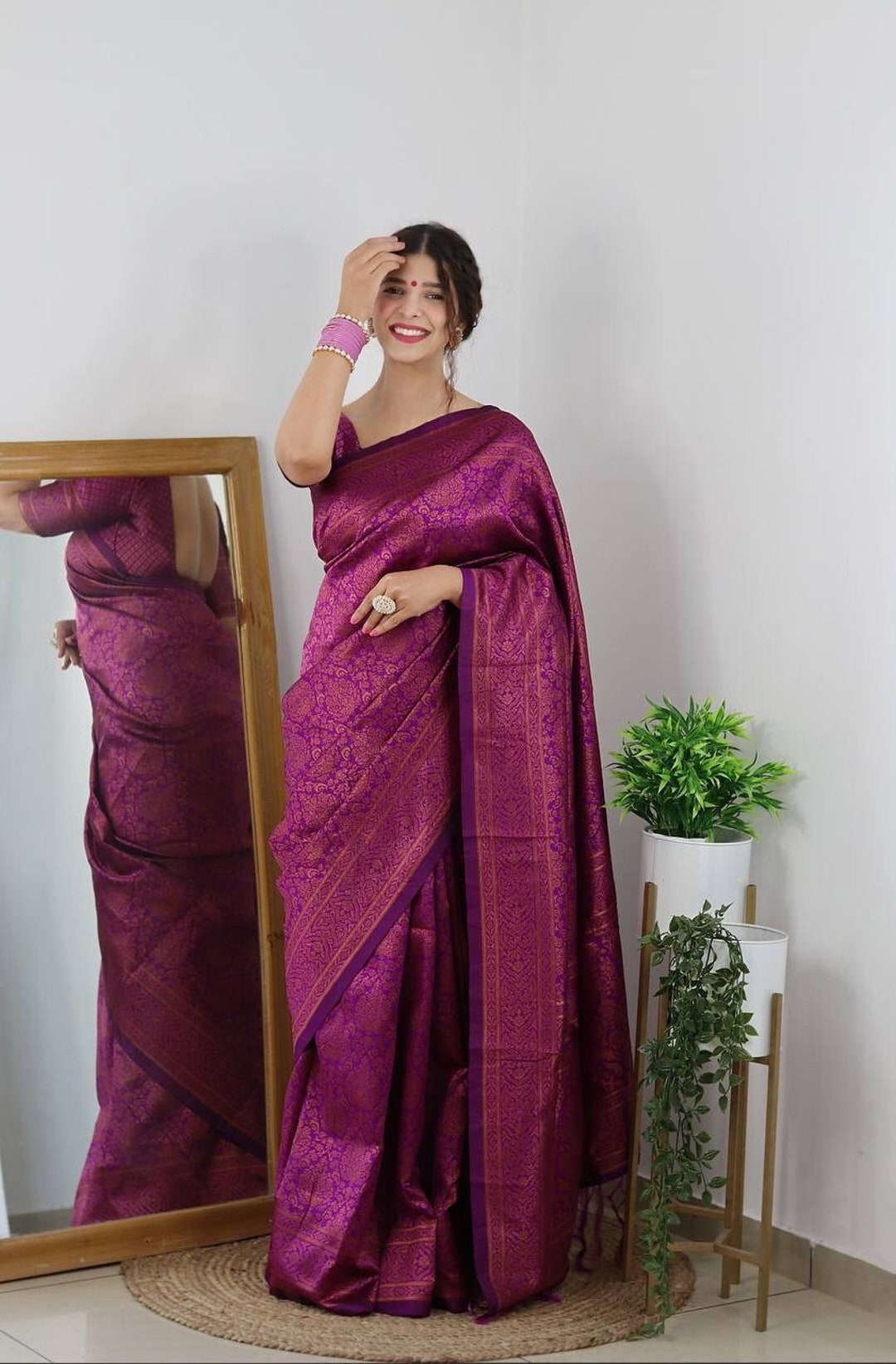 Magenta Color Silk Saree