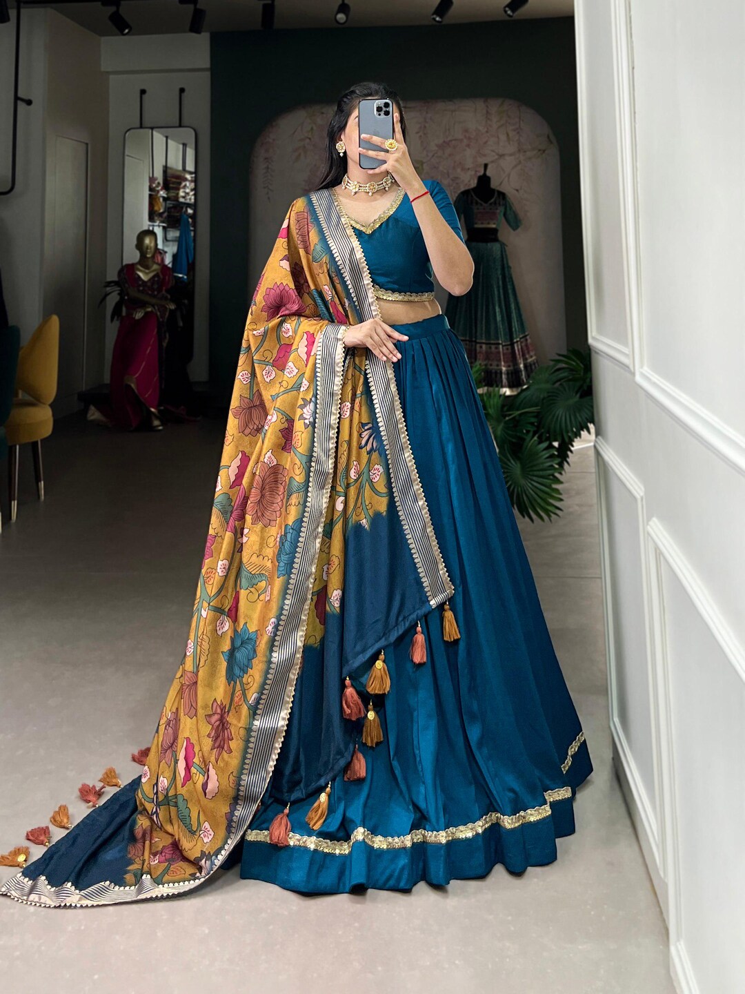 Mustard Yellow Chinon Silk Lehenga Choli: Haldi Wedding Ghagra - Etsy