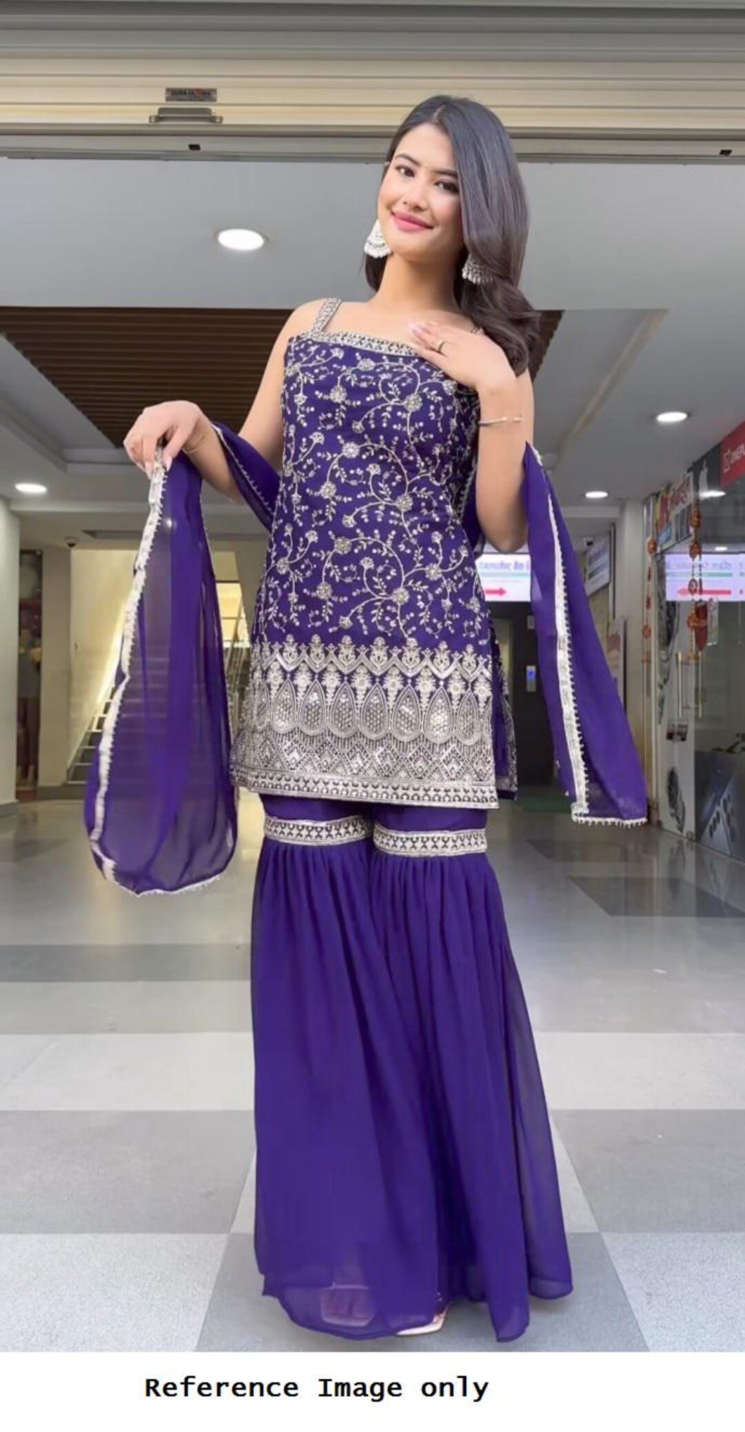 Purple Sharara Set for Girls, Wedding Palazzo Suit for Women, Kurta ...