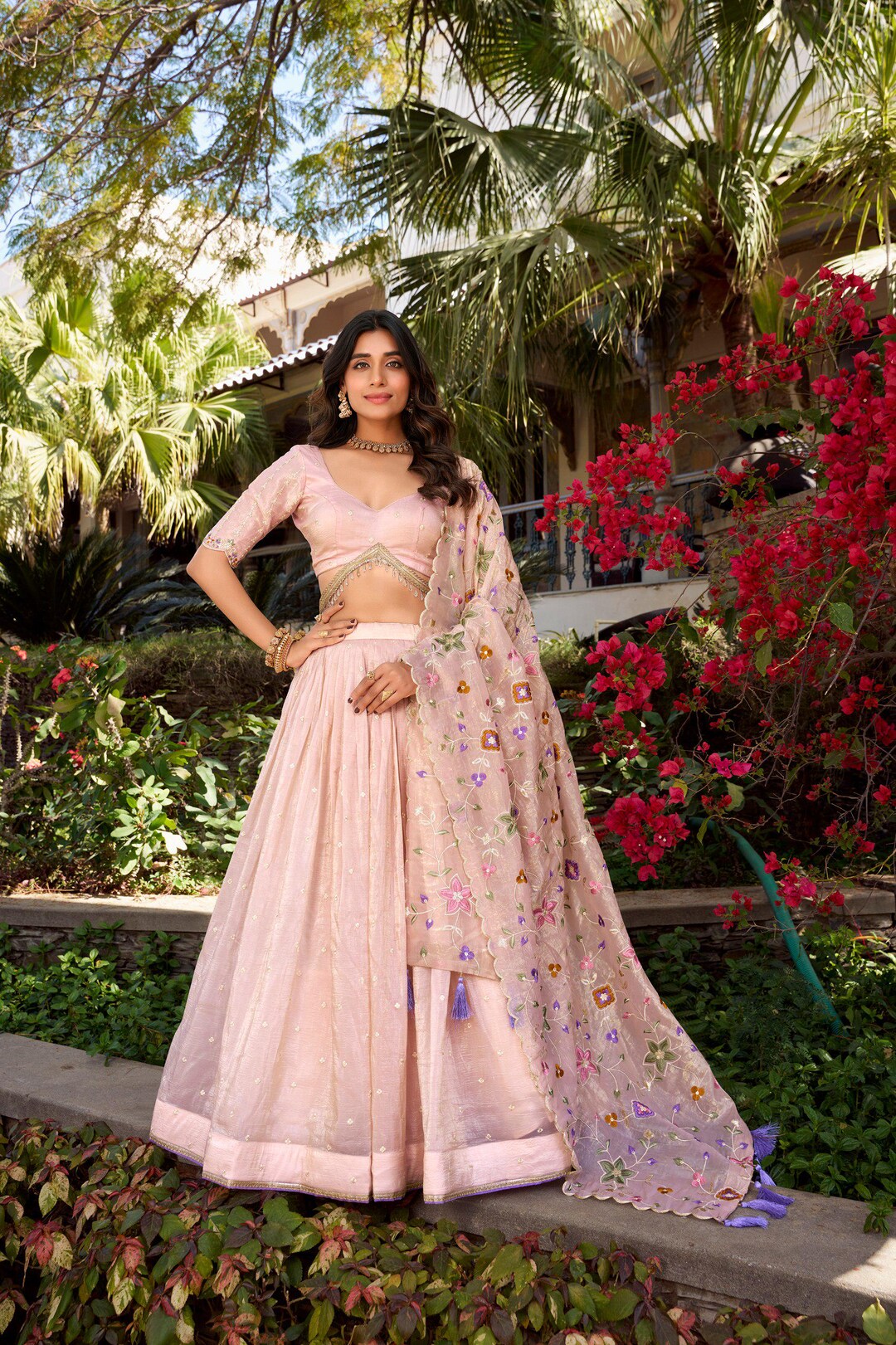 Light Pink Sequin Lehenga Choli: Gold Crush Indian Wedding Dress - Etsy