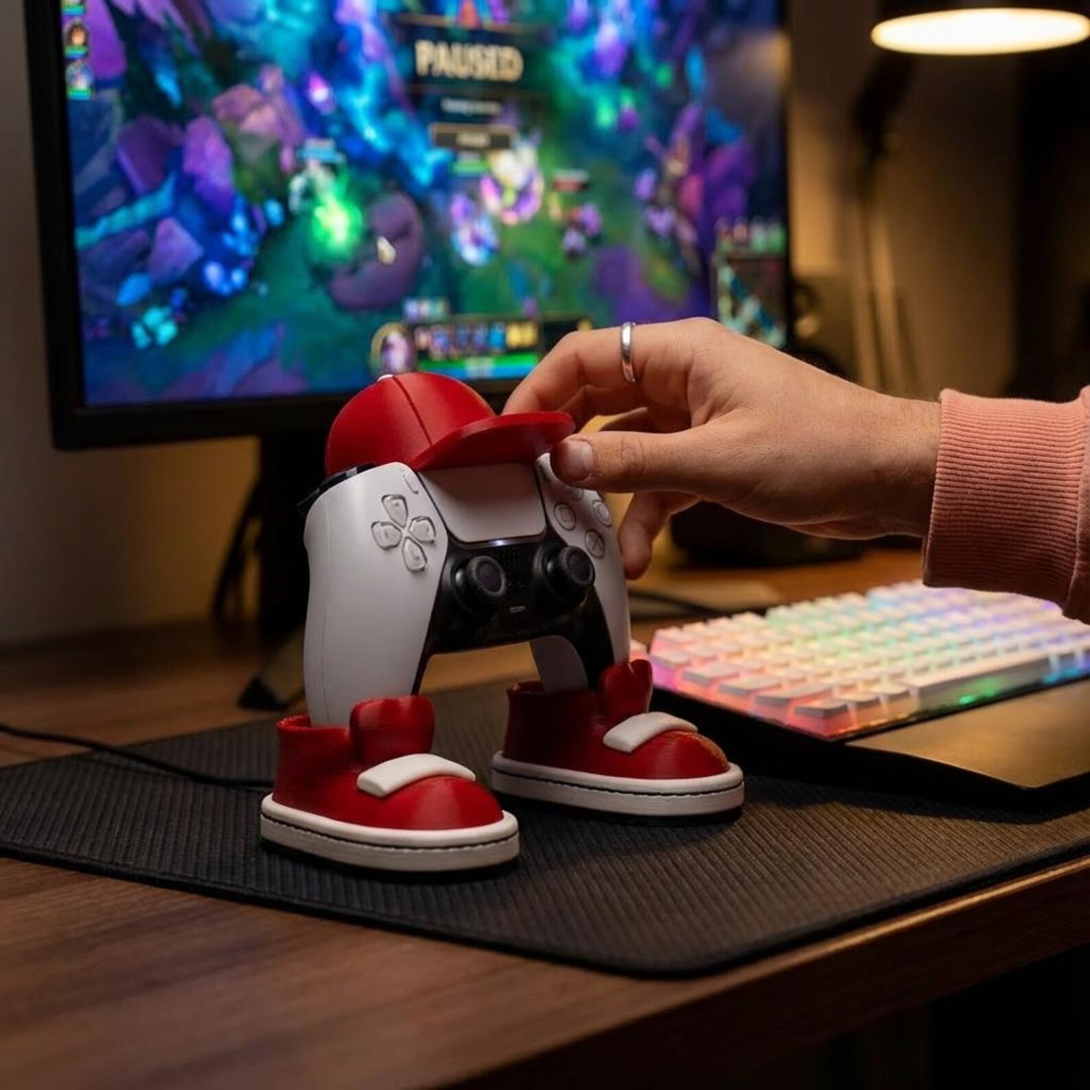 PS5 Controller Stand Sneakers & Cap - Funny Gaming Desk Accessory ...