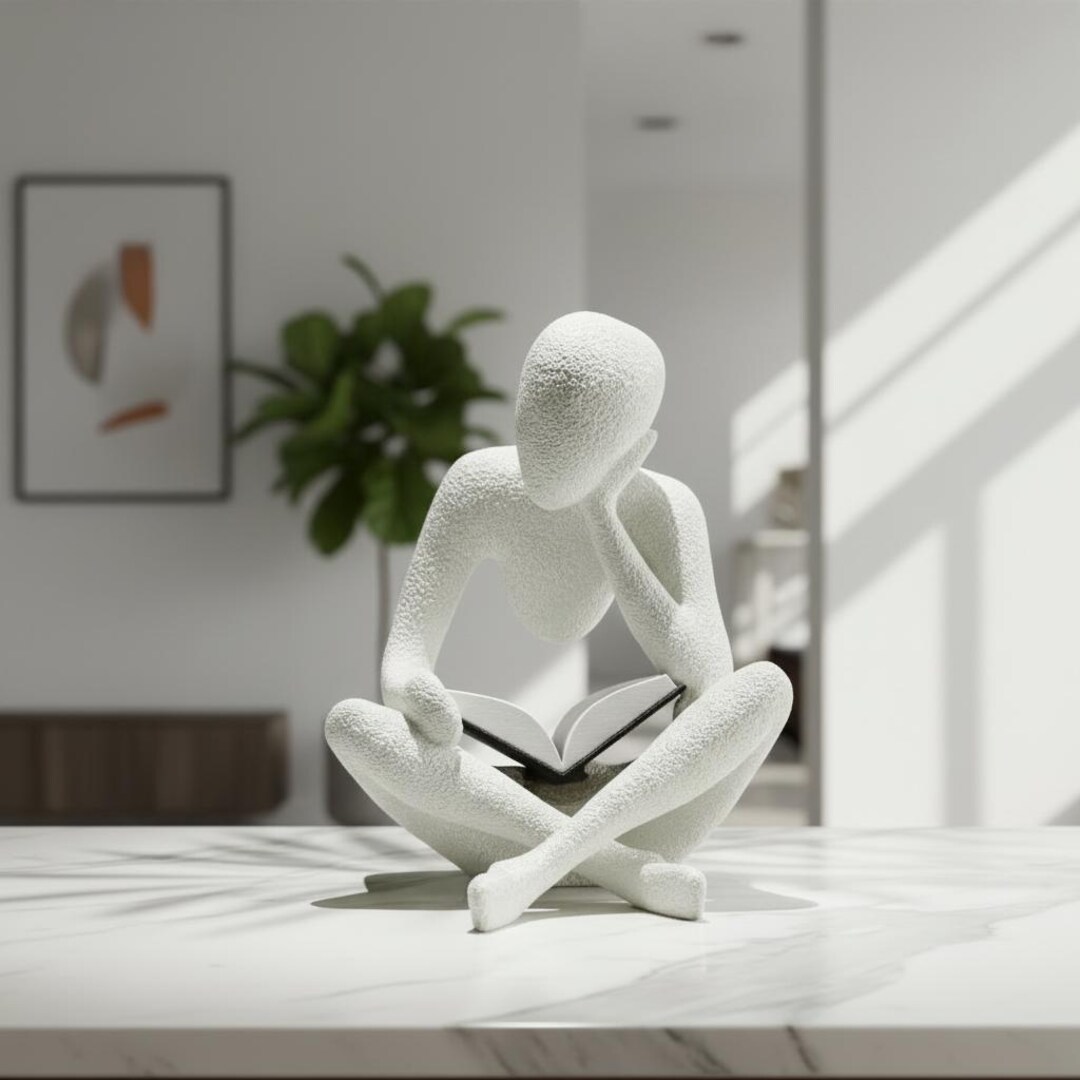 Modern Abstract Reader Statue | Minimalist Bookworm Figure Library ...