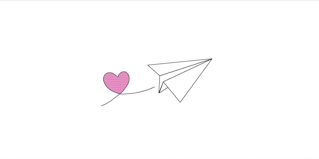 Paper Airplane Embroidery, Paper Plane Embroidery Design, Valentines ...