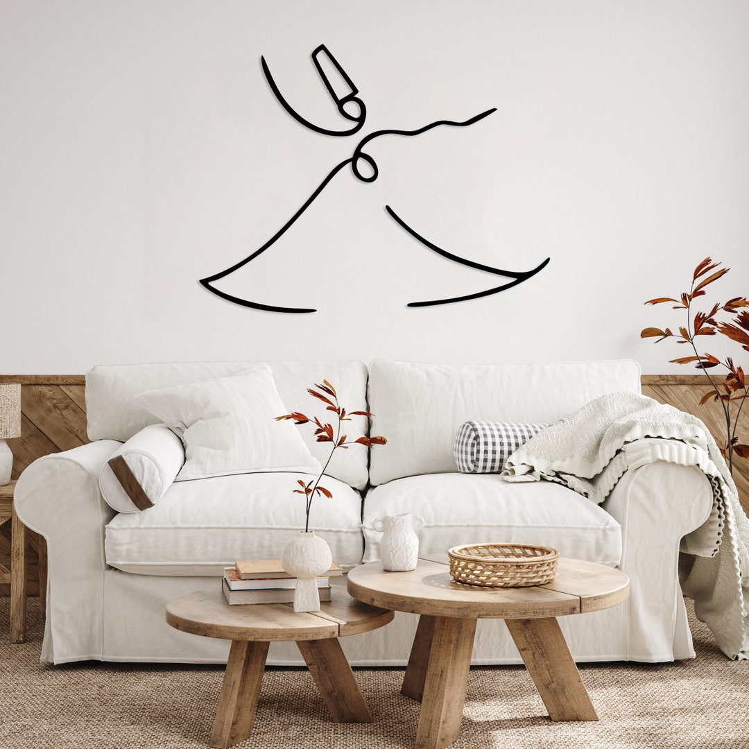 Whirling Dervish Metal Islamic Wall Art, Minimalist Mevlana Rumi ...