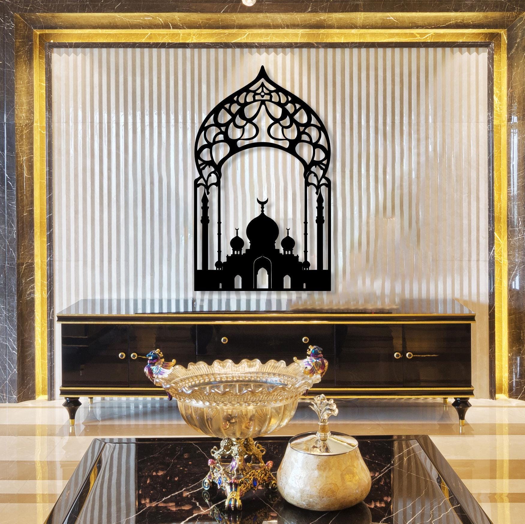 Islamic Mosque Arch Metal Wall Art, Muslim Home Decor Gift, Mosque Arch ...