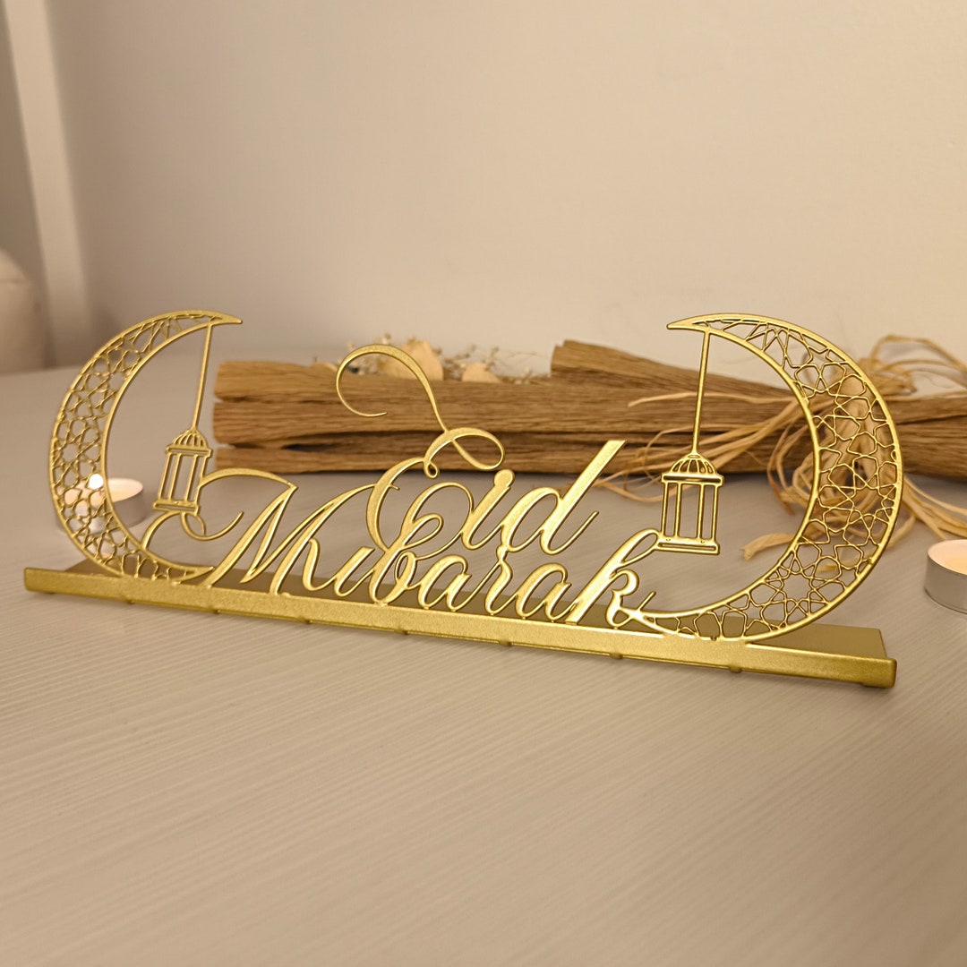 Metal Eid Mubarak Islamic Tabletop Decor, Islamic Desk Decor, Ramadan ...