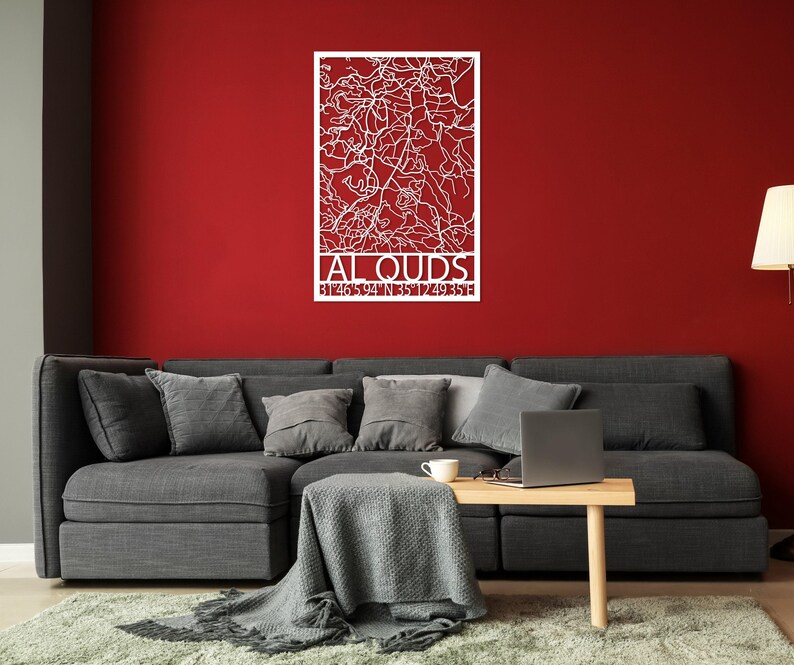 Al Quds Islamic Map Metal Wall Art, Modern Islamic Decor, Masjid Al ...