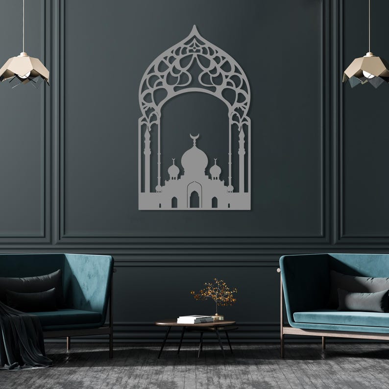 Islamic Mosque Arch Metal Wall Art, Muslim Home Decor Gift, Mosque Arch ...
