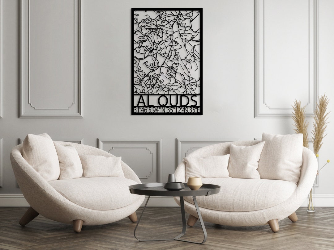 Al Quds Islamic Map Metal Wall Art, Modern Islamic Decor, Masjid Al ...