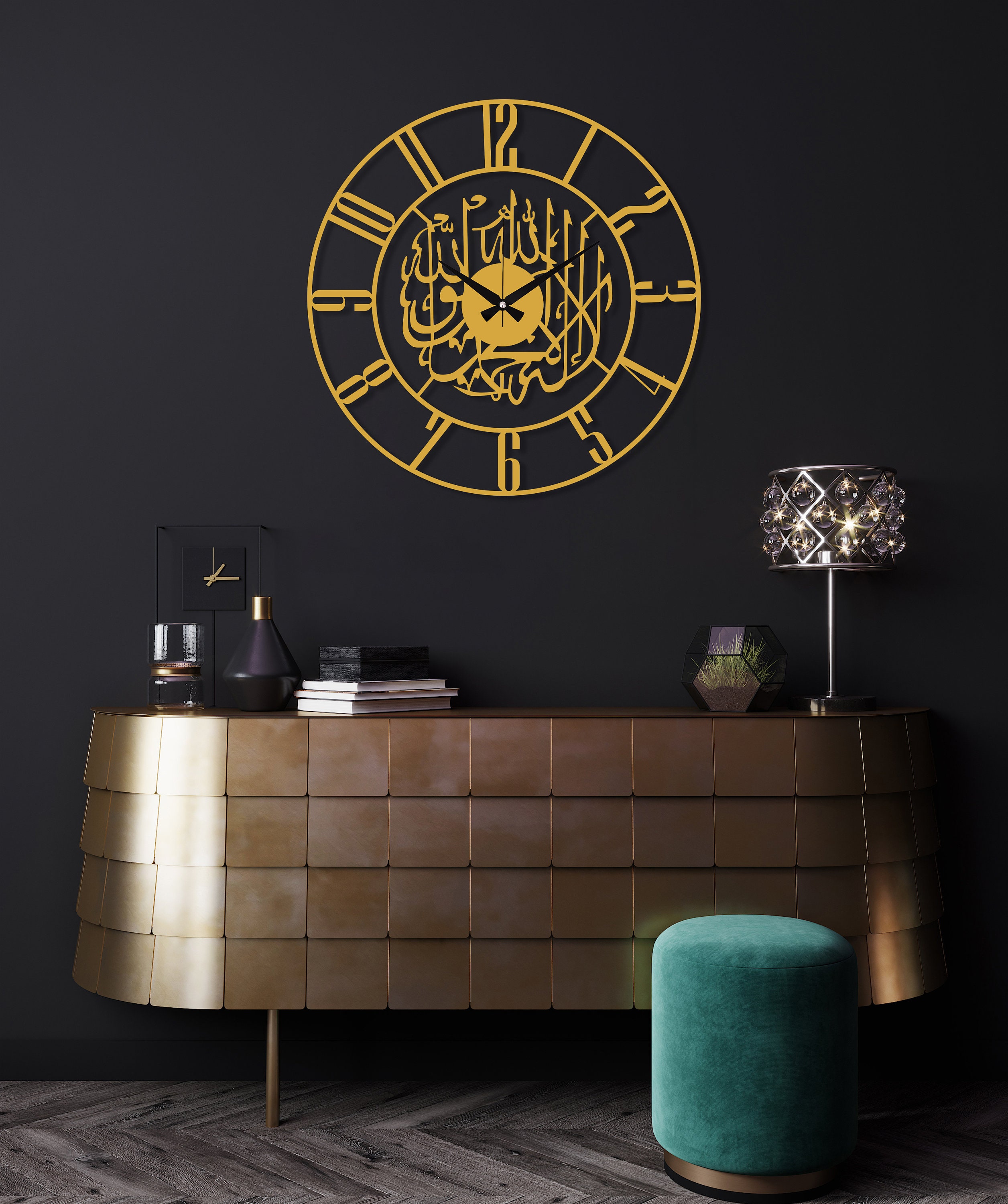 Kalima Shahada Metal Islamic Wall Clock Arabic Wall Clock - Etsy