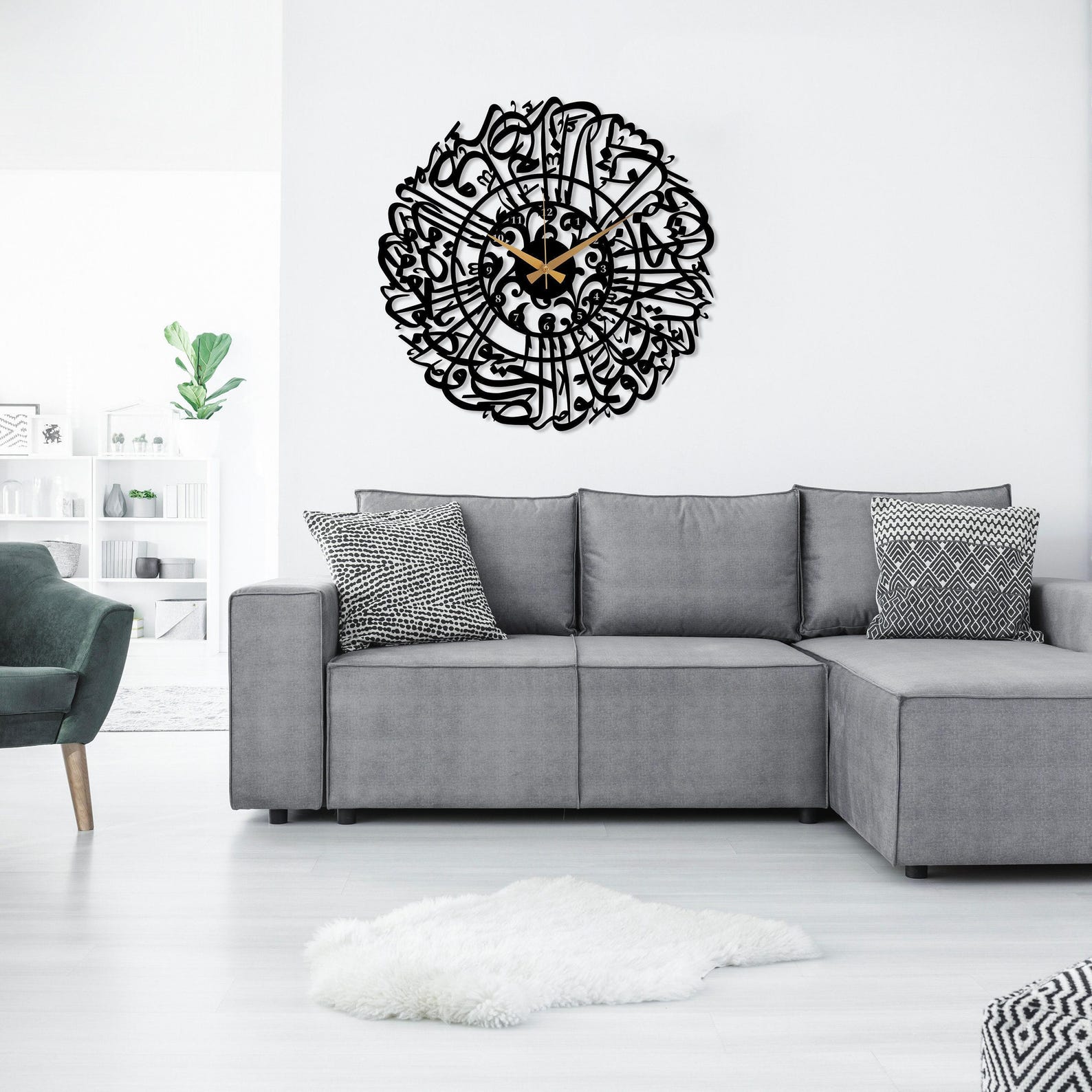 Surah Al Asr Metal Islamic Wall Clock, Oversize Silent Islamic Clock ...