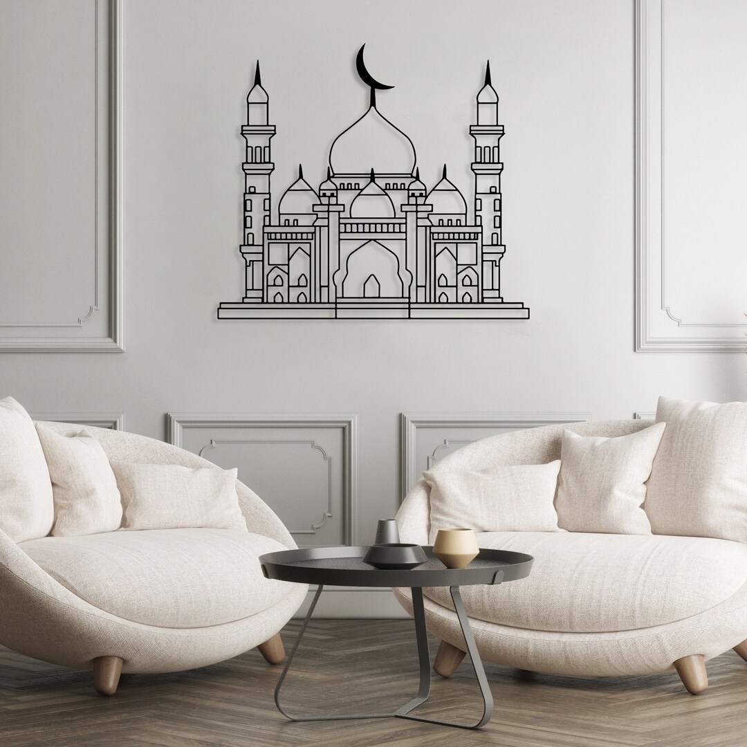 Line Art Mosque Islamic Metal Wall Art, Masjid Wall Decor, Islamic ...