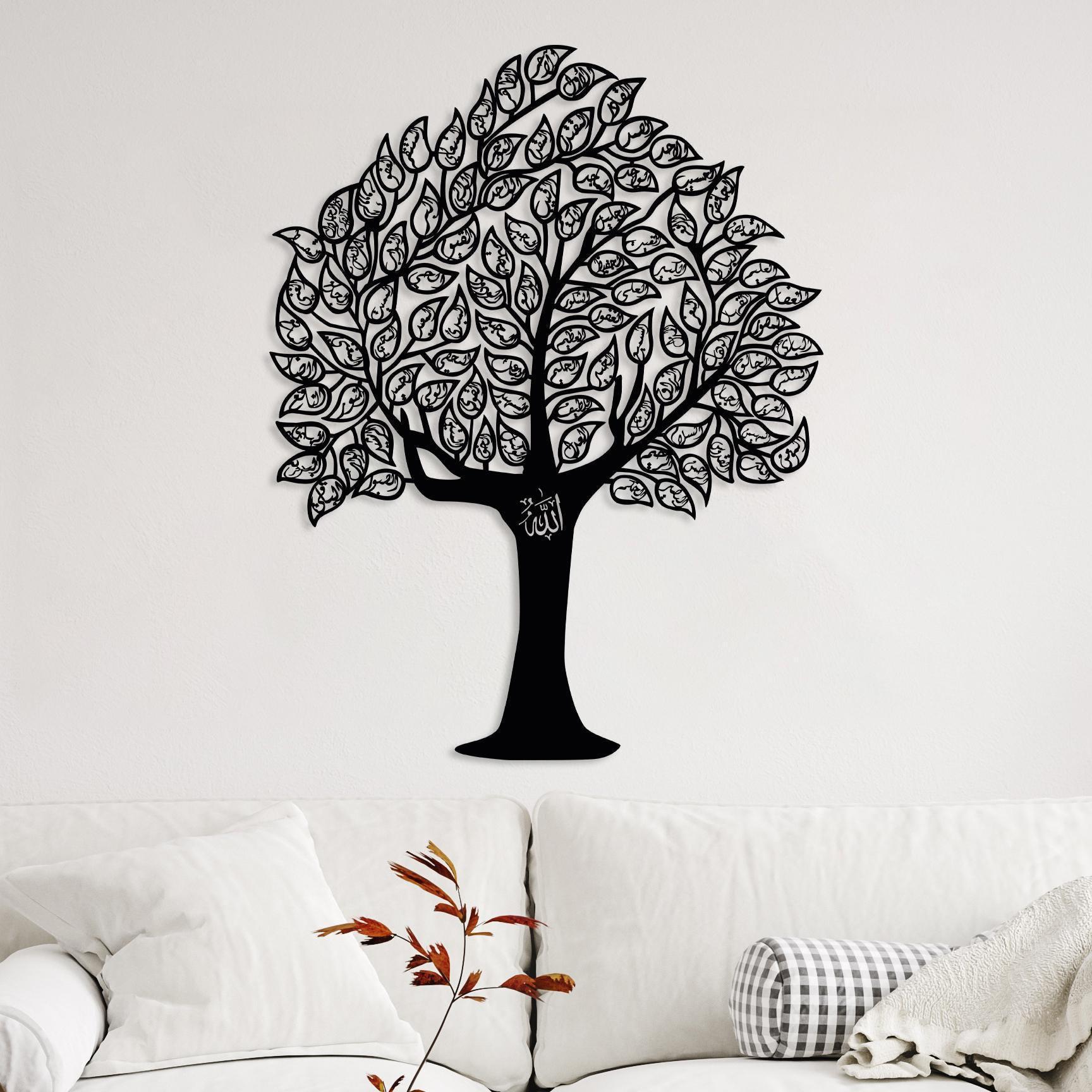 Metal Tree of 99 Names of Allah Islamic Wall Art, Tree Design Asma-ul ...