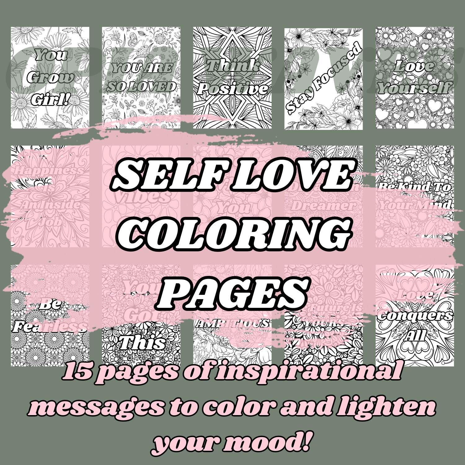 Self Love Adult Coloring Pages, Complex Coloring Book Pages, Pdf File ...
