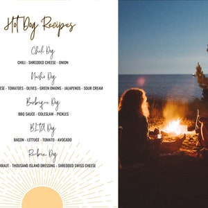 Hot Dog Bar Menu Sign, Fireside Party Sign, Buffet Menu, Hot Dog Sign ...