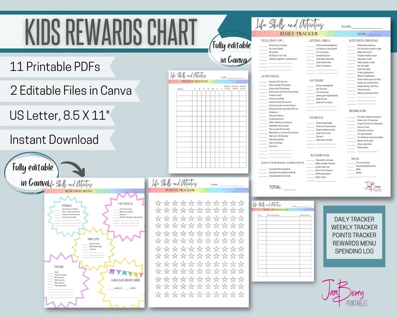 Kids Rewards Chart Full Bundle Routine Task Books ADHD ASD ODD ...