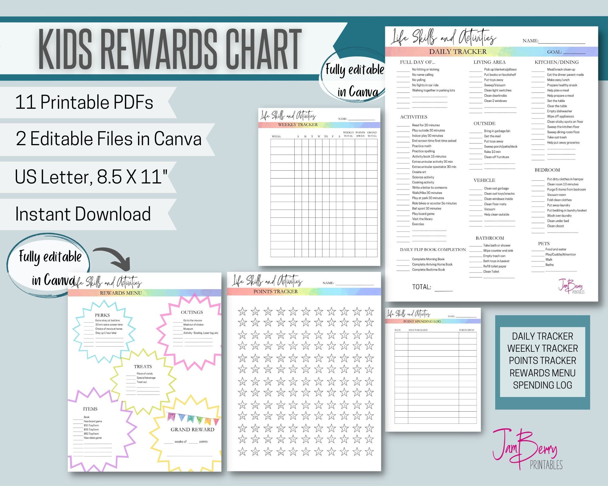 Kids Rewards Chart Full Bundle Routine Task Books ADHD ASD ODD ...