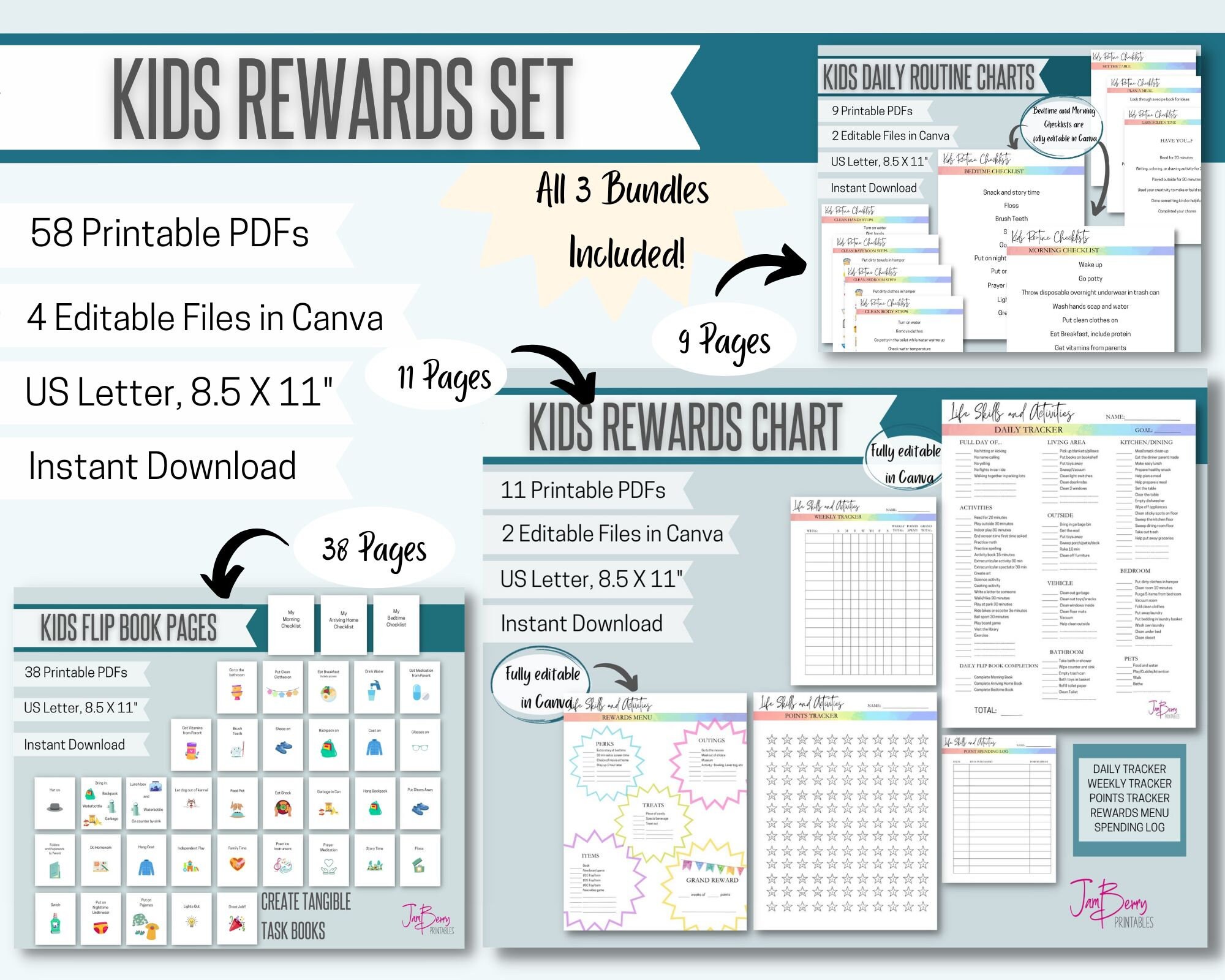 Kids Rewards Chart Full Bundle Routine Task Books ADHD ASD ODD ...
