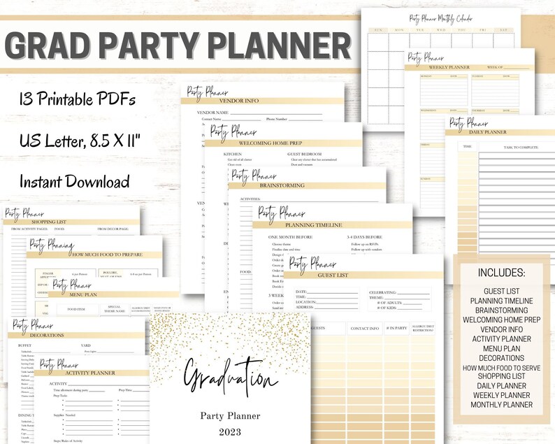 Graduation Party Planner and Decoration Garlands Signs Invitations Game ...