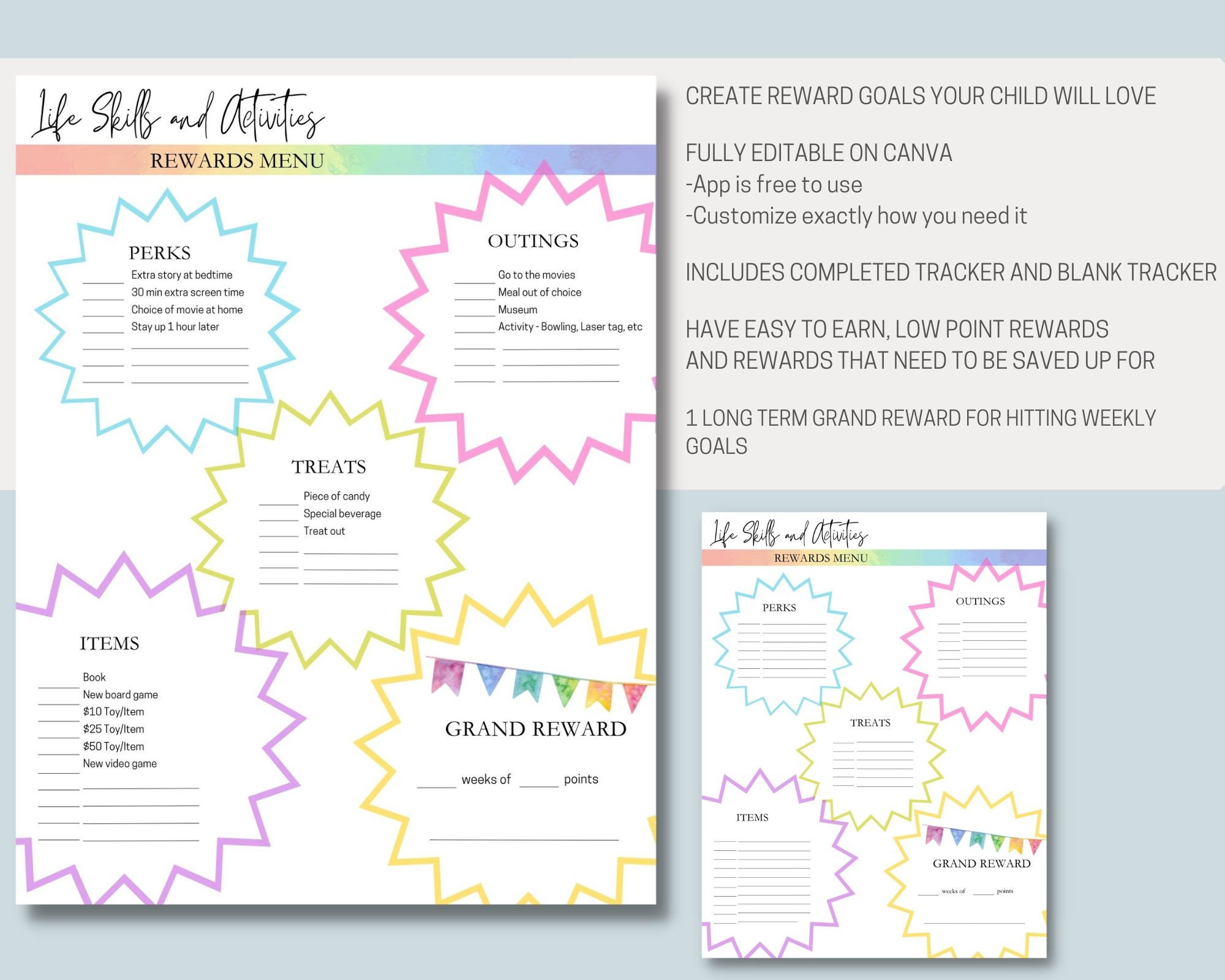 Kids Rewards Chart ADHD ASD ODD Printable Pdf Editable Fill in Kids ...