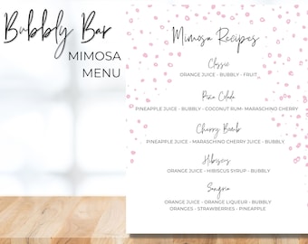 Mimosa Menu Bundle Printable, Bubbly Bar, Mimosa Bar, Printable Party ...