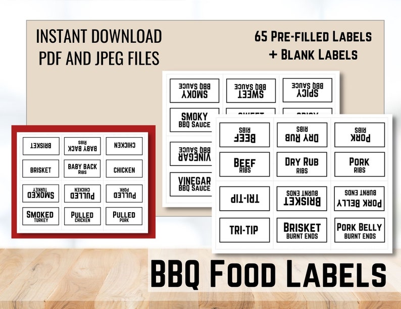 Barbeque Party Food Labels, Food Labels, Instant Download, Printable ...