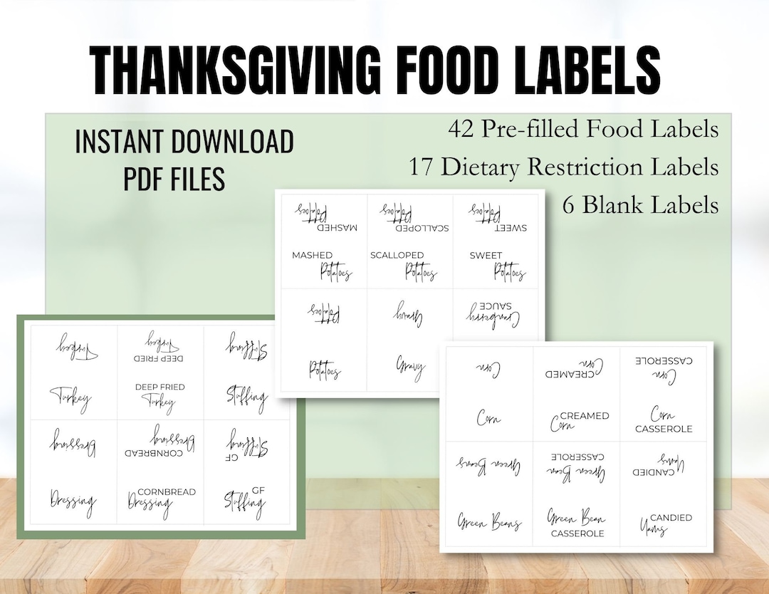 Thanksgiving Food Labels, Printable, Thanksgiving, Printable Labels ...
