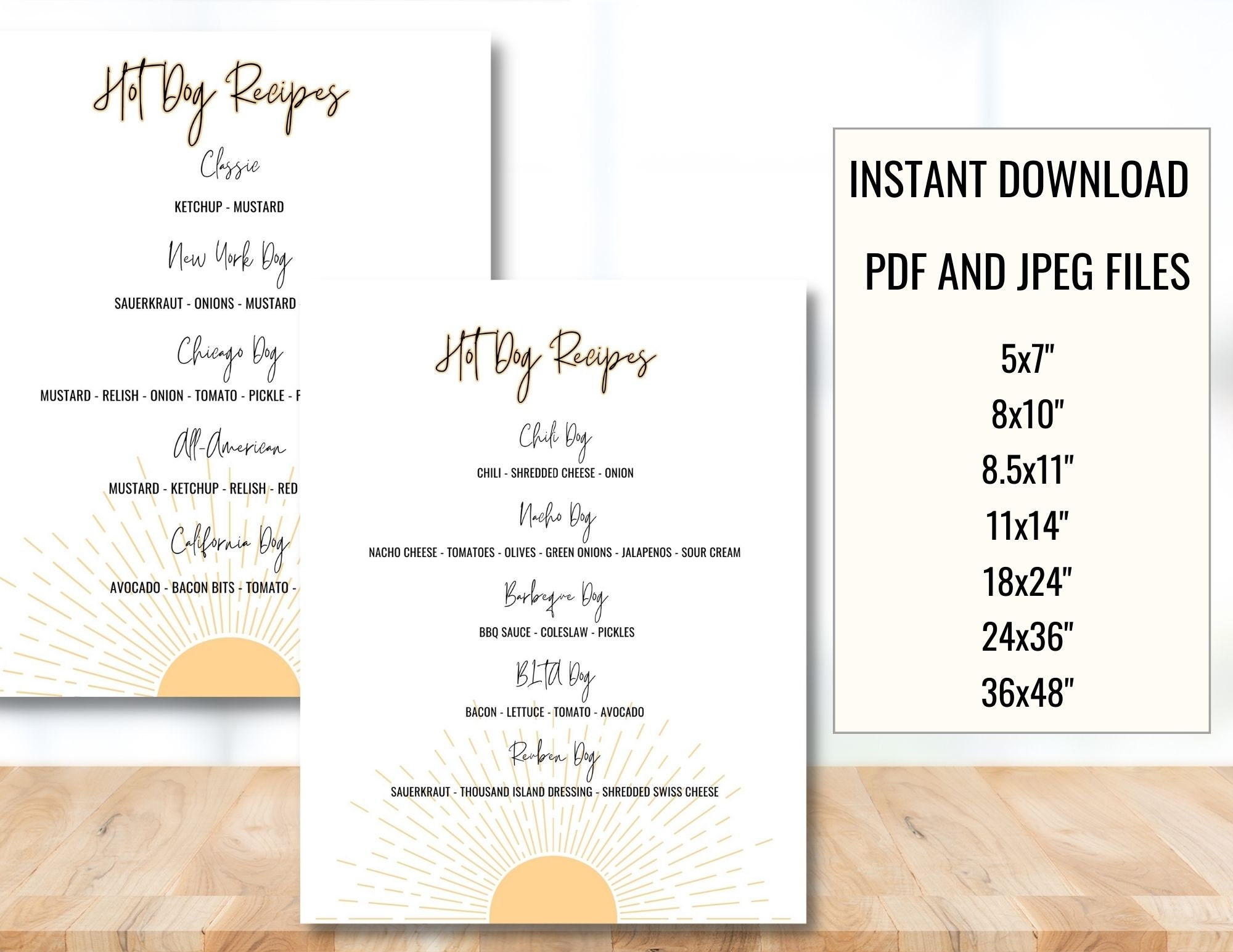 Hot Dog Bar Menu Sign, Fireside Party Sign, Buffet Menu, Hot Dog Sign ...