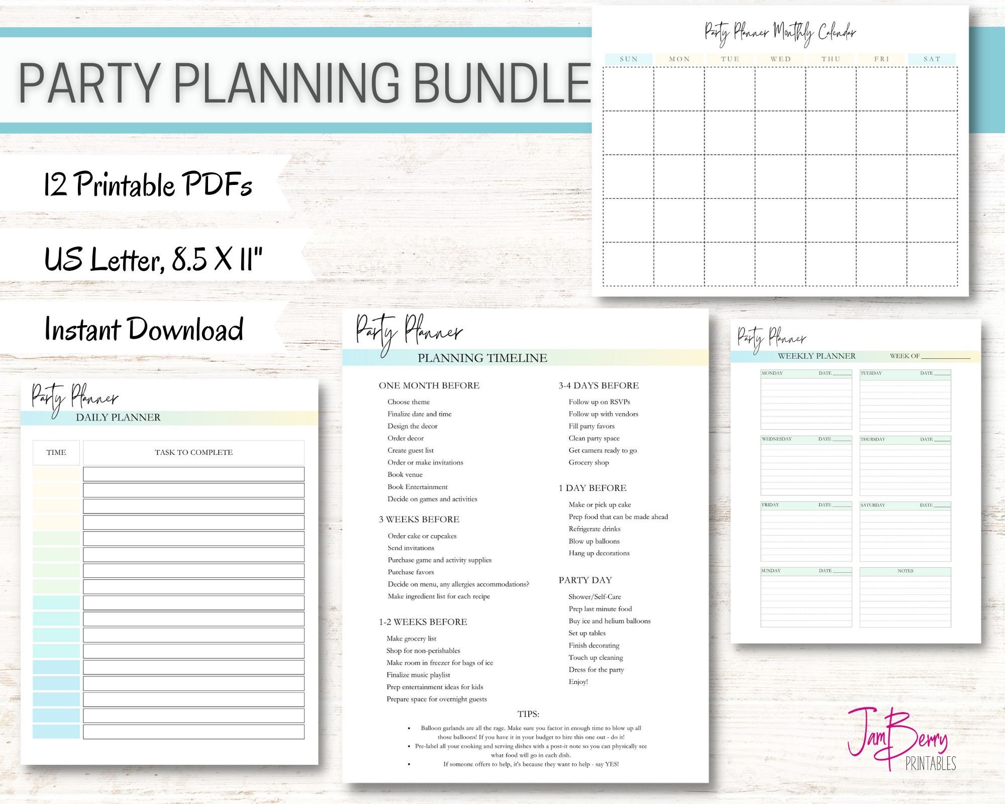 Party Planner Printable PDF Worksheets Organization Digital Download ...