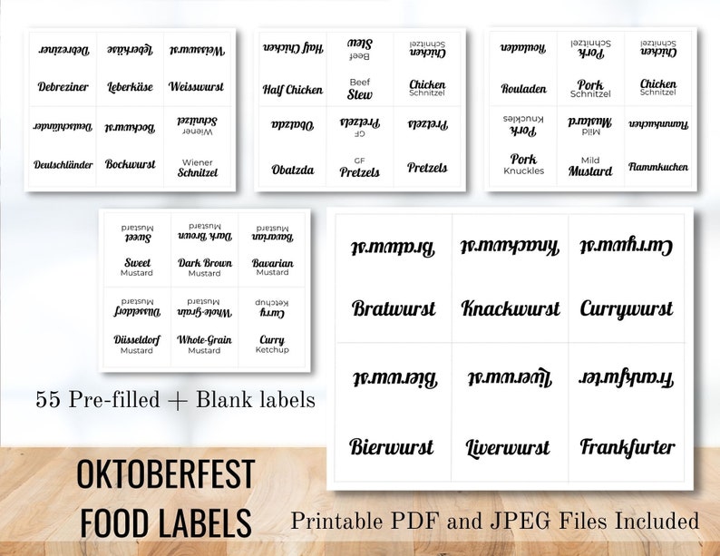 Oktoberfest Party Food Sign and Labels, Printable Party Decor, Instant ...
